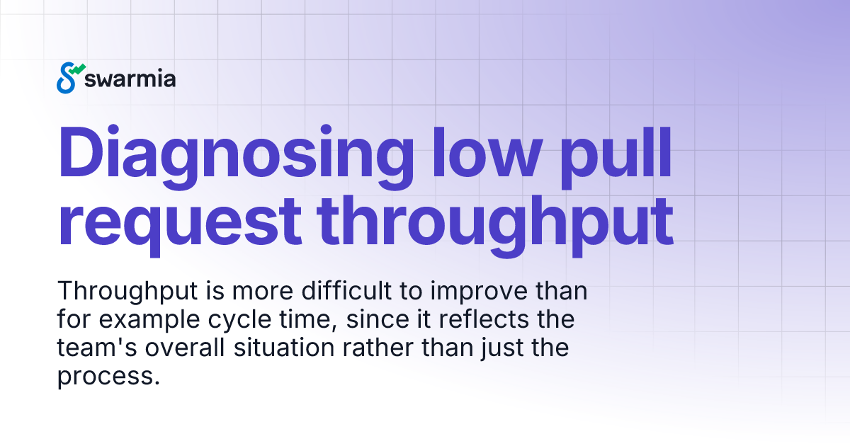 Diagnosing low pull request throughput | Swarmia docs